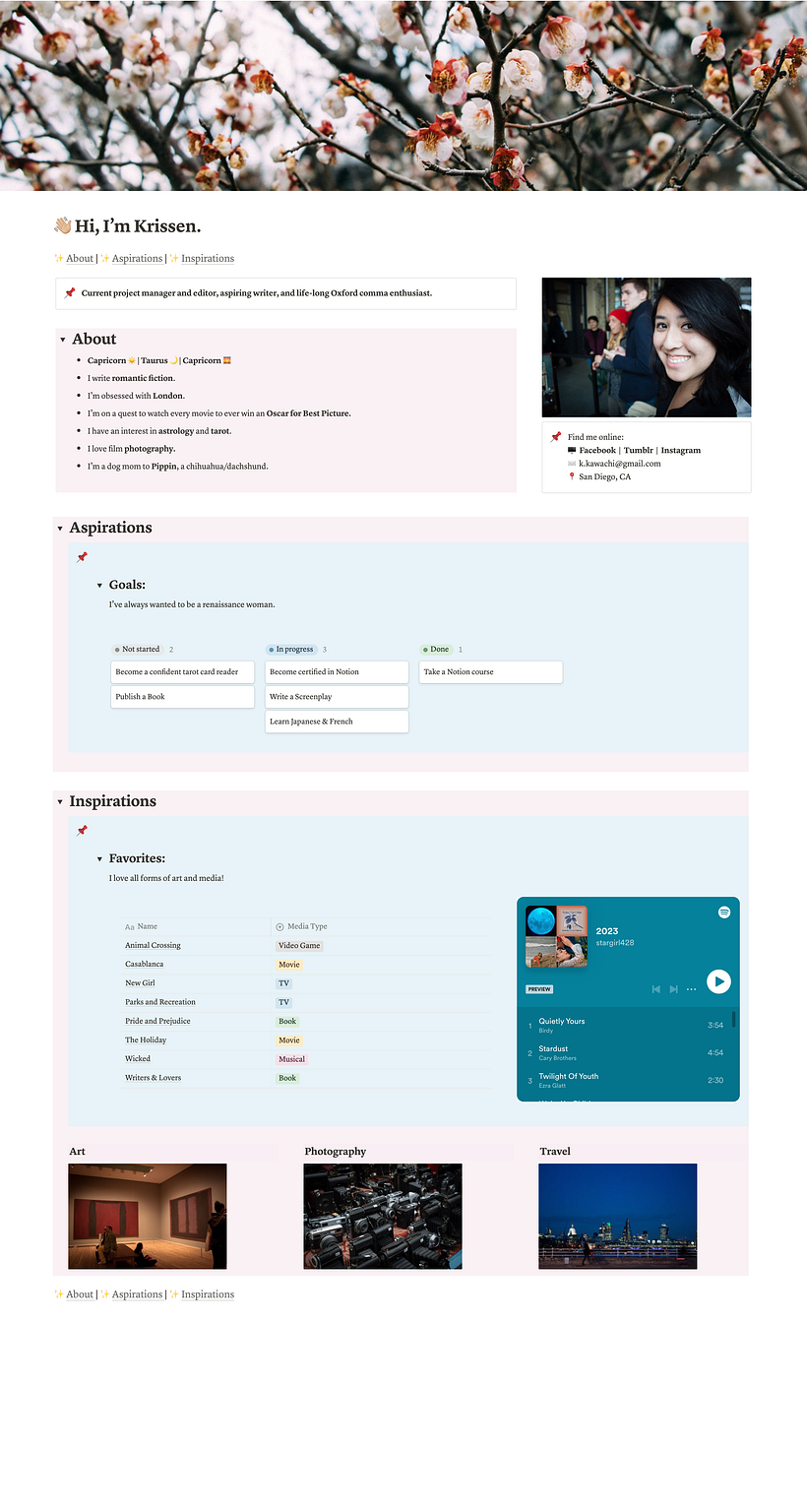 My project for course: Introduction to Notion for Creative Projects | Domestika